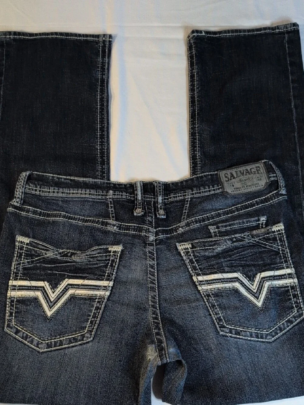 Salvage | Jeans | Salvage Mens Indigo Slim Straight Jeans With White ...